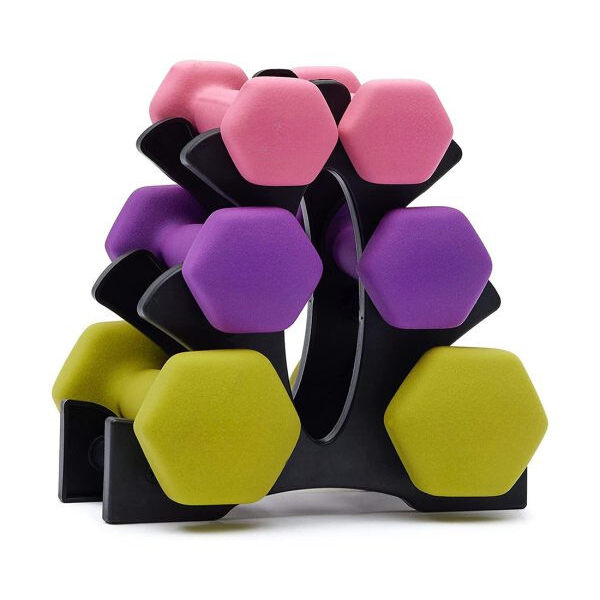 Buy Vinyl Neoprene Dumbbell Set with Rack - 9kg - InTheMarket.ie